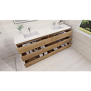 Angeles 84" FREESTANDING Bath Vanity with Double Reinforced Acrylic Sinks Nature Oak-AV
