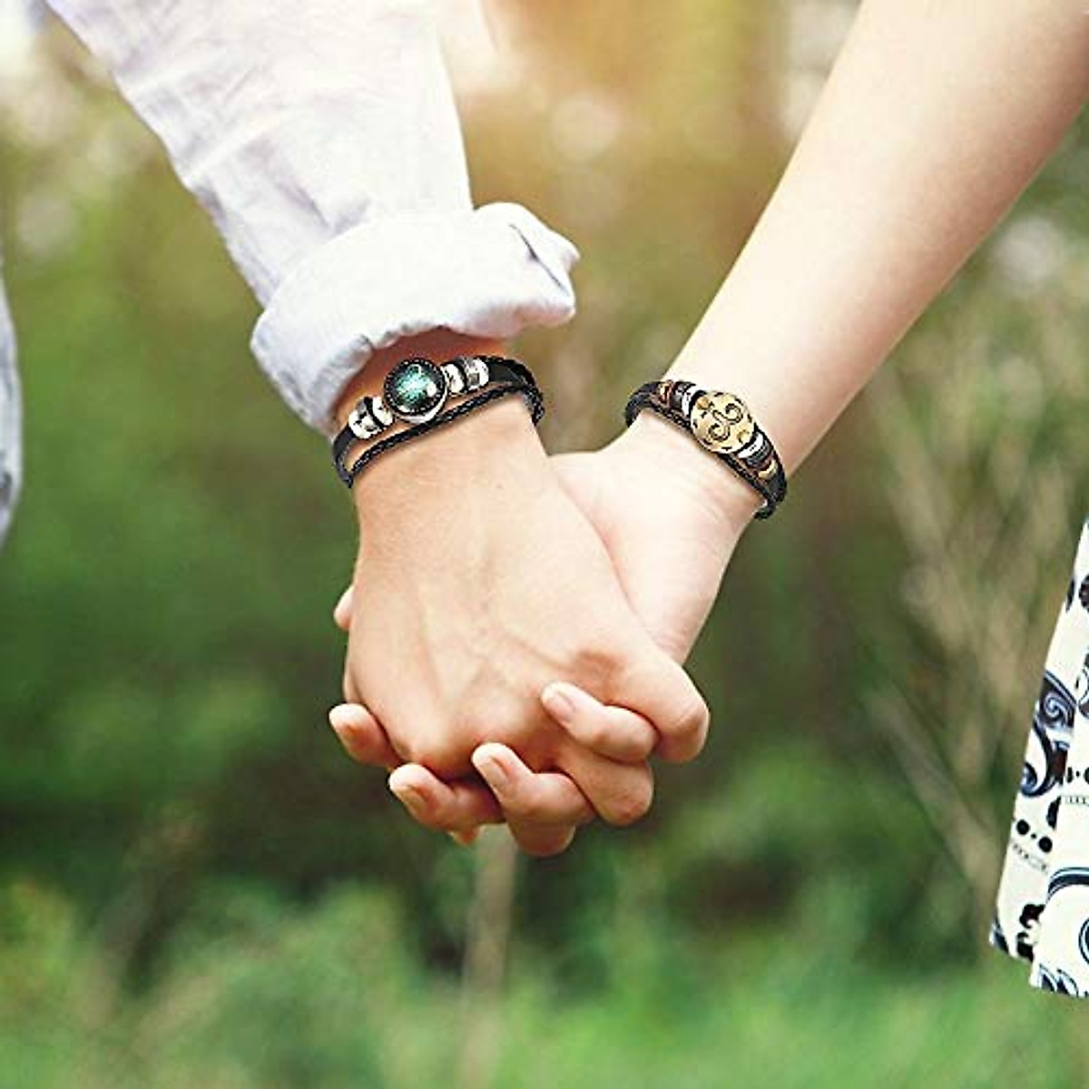 Dcfywl731 2Pcs Taurus Zodiac Bracelets for Women 12 Constellations Multilayer Leather Bracelet Handmade Woven Zodiac Sign Wrap Wristband Cuff Bracelet Zodiac Gifts for Birthday Christmas