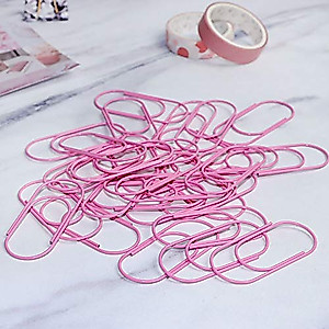 Cute Jumbo Paper Clips, Multibey 2" Non-Skid Metallic Large Wide Paperclips Bookmark in Reusable Holder Office School Supplies Desk Organizer, 50mm 30PCS Per Box (Pink/Rose Red))