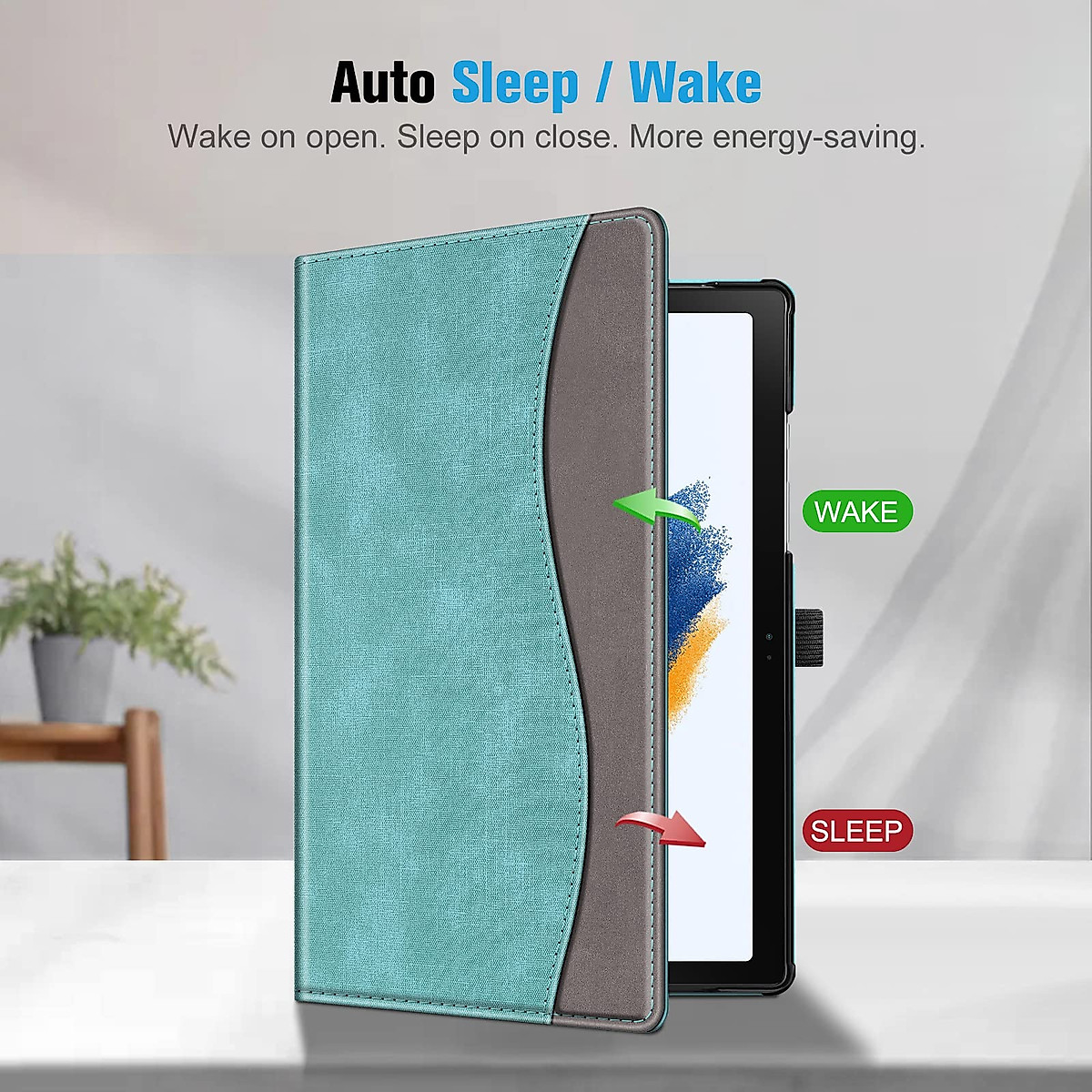 Fintie Case for Samsung Galaxy Tab A8 10.5 Inch 2022 Model (SM-X200/X205/X207), Multi-Angle Viewing Smart Stand Back Cover with Pocket Auto Wake/Sleep, Turquoise
