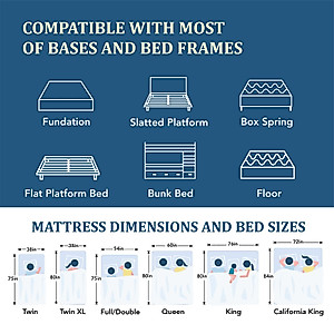 TMEOSK Queen Size Mattress, 8 inch Gel Memory Foam Mattress, Bamboo Charcoal Infused, Cooling Mattress for Pressure Relief with Fiberglass Free Cover, Medium Firm, CertiPUR-US Certified(Queen)