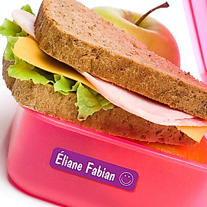 Lovable Labels Personalized Labels for Kids (45 Labels) - Waterproof Dishwasher Safe Peel and Stick Labels are Great for School Supplies Daycare Camp Bottles (Designer Series Lattice)