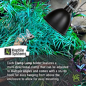 Reptile Systems Ceramic Reflector Clamp Lamp - Black Edition - Basking Lamp Bulb Holder for Terrariums, Vivariums, Paludariums, Enclosures & Cages - Large 8.5" Diameter - 200watt - E26