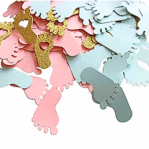 Footprint Baby Shower Confetti for Gender Reveal Party Table Decorations,Baby Gender Party Favor Candy Box/Bag DIY Decor Supplies 250CT