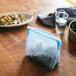 Stasher Silicone Reusable Storage Bag, 1/2 Gallon (Clear) & Silicone Reusable Storage Bag, Stand-Up Mini (Clear)