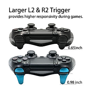TOMSIN Replacement Triggers for PS4 Slim/ PS4 Pro Controller, Aluminum Metal L1 R1 L2 R2 Trigger Buttons for PS4 Controller Gen 2 (Blue)