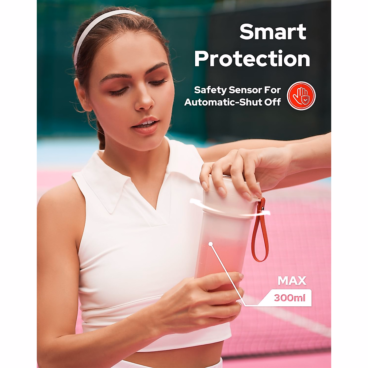 IHOM Portable Blender, Rechargeable Cordless Portable Blender for Shakes and Smoothies,10.5Oz BPA-Free Mini Blender,30 Watts, Single Serve Blender Cup for Kitchen, Gym, Travel, Office (Cream White)