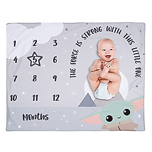 Lambs & Ivy Star Wars The Child/Grogu/Baby Yoda Fleece Milestone Blanket w/Star