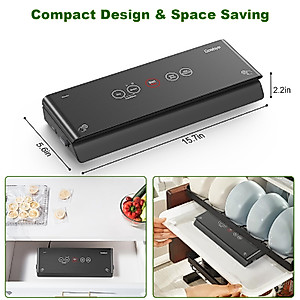 Gasbye 2-Pump Vacuum Sealer Machine, [2X Suction Power] Food Sealer for Dry, Wet Food, Sous Vide, 44Pcs Precut Bags Included, Easy-to-Clean Removable Drip Tray, Durable Silicone Gaskets, Matte Black