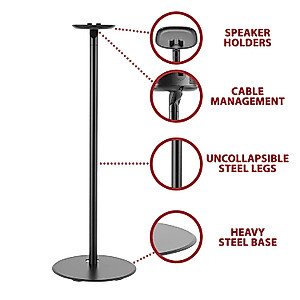 Eximus Fixed Height Speaker Floor Stand for Sonos One and Sonos One SL and Sonos Play:1 - Cable Management Built In - Easy Assembly - Gloss Black Finish