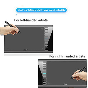 Graphics Drawing Tablets, UGEE M708 10 x 6 inch Large Active Area Drawing Tablet with 8 Hot Keys 8192 Levels Pen Graphic Tablets for Computer Digital Art Creation Sketch for Windows Mac os and Linux