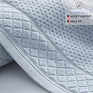 ANEWAY Hand Towels for Bathroom 100% Cotton Soft Absorbent Hand Towel Set, 13 x 29 Inches (Cerulean Blue, 4 Pack)