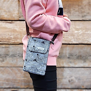 allydrew Mini Crossbody Cell Phone Bag, Front Flap/Brown Leaves