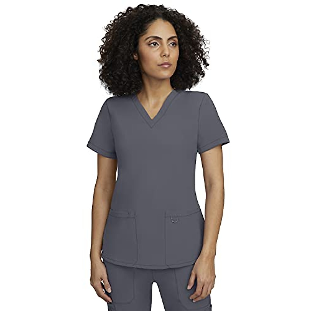 Scrubs for Women Sets 2 Pocket V-Neck Scrub Top with 5 Pocket Drawstring Scrubs Pant Women’s Scrubs Set 100200 (Size M, Color Pewter)