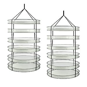 iPower 3 Feet 6 Layer Herb Drying Rack Hanging Dry Net with Foldable Heavy Duty Rings and Carrying Bag, Detachable 2-Pack, Green