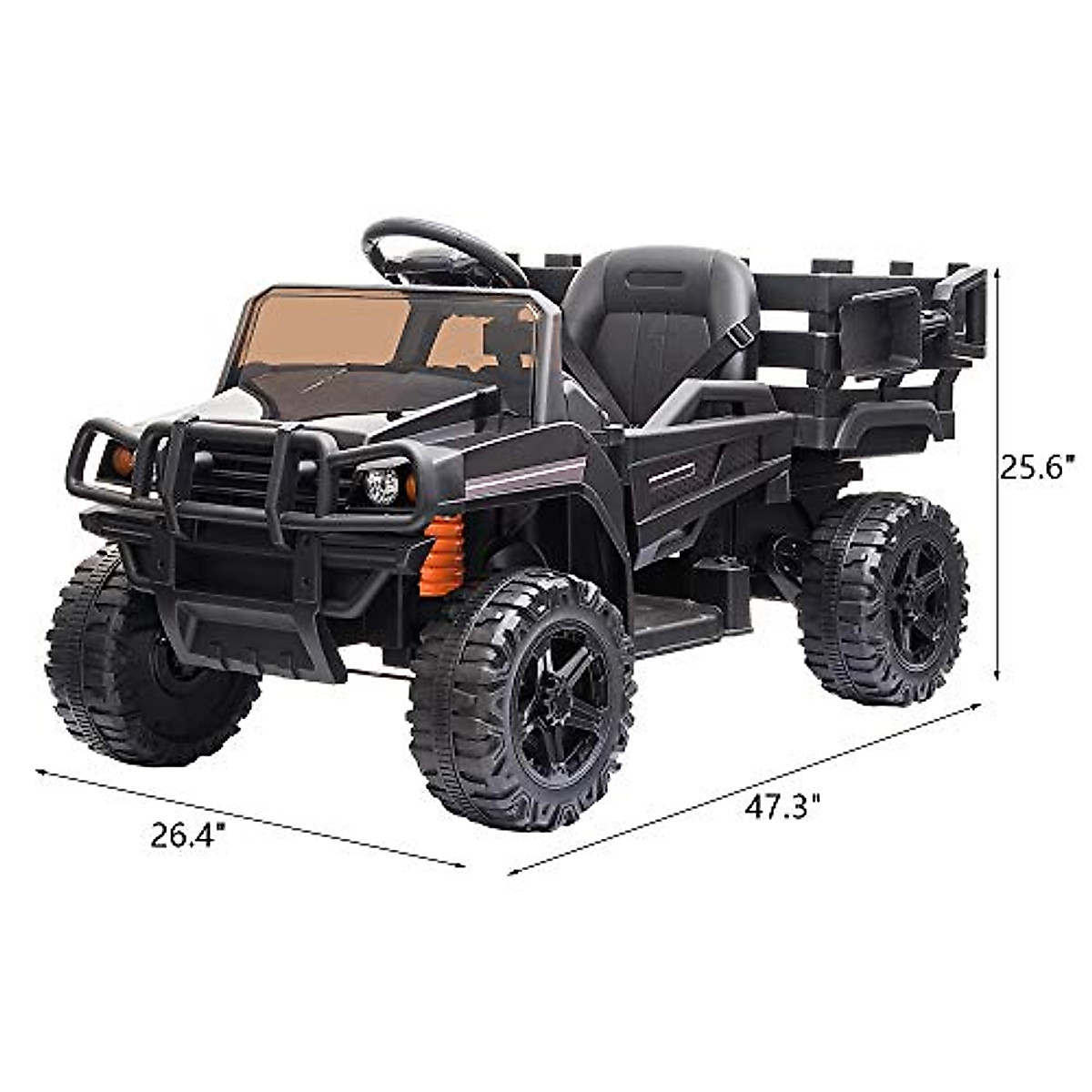 VALUE BOX Ride on Truck with Trailer, 2.4G Remote Control 12v Battery Electric Kids Toddler Motorized Vehicles Toy Car w/ 2 Speed, Music, seat Belts, LED Lights and Realistic Horn (Black)