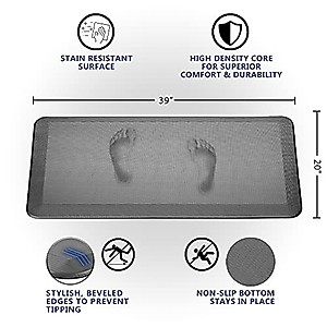 ComfiLife Anti Fatigue Floor Mat – 3/4 Inch Thick Perfect Kitchen Mat, Standing Desk Mat – Comfort at Home, Office, Garage – Durable – Stain Resistant – Non-Slip Bottom (20" x 39", Charcoal)