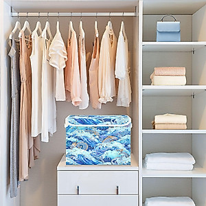 YETTASBIN Chinese Dragon Storage Basket with Lid and Handles, Large Collapsible Fabric Storage Bins Sturdy Storage Organizer for Shelves, Closet, Bedroom, School, Office, Home Decor