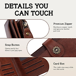 HKCLUF Wallet Women,Genuine Leather Bifold Womens Wallet,RFID Blocking Small Wallet for Women,Card Holder Wallet Ladies With Zip Coin Pocket(brown)