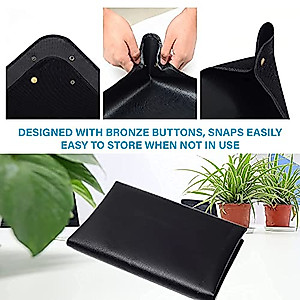 Poocar 39.3X.39.3 inches Plant Repotting Mat Tidy Square Portable Indoor Gardening Mat Foldable Plant Transplanting Tarp Waterproof Potting Tarp Black