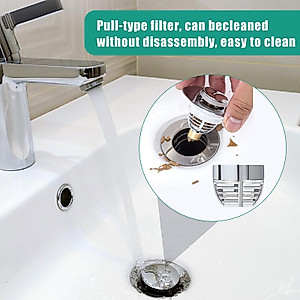 Diboniur Upgraded Sink Plug, Improved Bathroom Sink Plug Replacement, Universal Sink Stopper, Pull Type Sink Plug Strainer Stainless Pop up Bidet Plug for Bathtub, Kitchen, Basin for (32-42mm