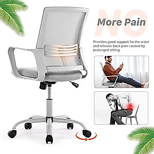 Office Chair - Ergonomic Executive Mid Back Home Office Desk Chairs, Adjustable Height, Breathable Mesh