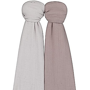 Ely's & Co. Cotton Muslin Swaddle Blanket 2-Pack for Baby Boy and Baby Girl— 100% Cotton Muslin Extra-Large Swaddle Blankets (47” x 47”) — Pebble Gray & Simply Taupe