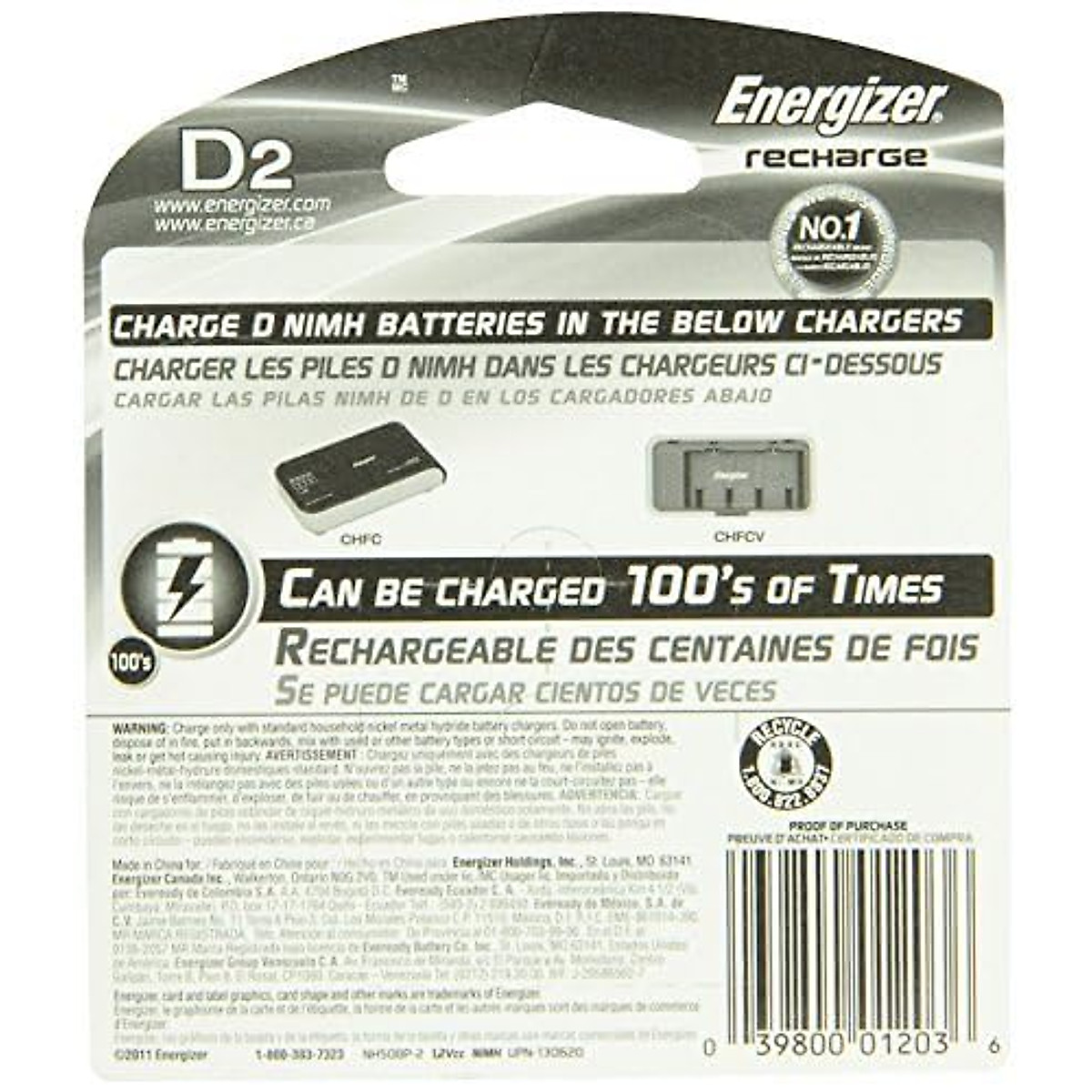 Energizer Rechargeable Batteries, D, 2-Count (Pack of 3 (2 ct each))