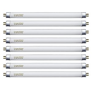 Konideke 8 Pack F8T5/CW Fluorescent Bulbs, T5 12 inch 8 Watts Under Cabinet Light Bulb Cool White, G5 Mini Bi 420 Lumen