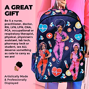 Reflections by Zana Cuties Backpack for African American Nurses, Students, And Healthcare Workers - Durable & High-Capacity Carry Laptops up to 17 Inches - Black