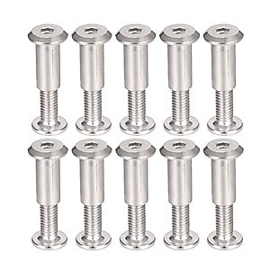 uxcell Screw Post Fit for 5/16"(8mm) Hole Dia, Male M6x16mm Binding Bolts Leather Fastener Carbon Steel 10 Sets