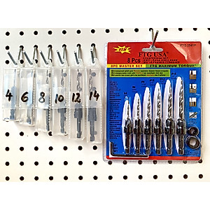 FTG USA Wood Countersink Drill Bit Set 6 Sizes Set with 6 Storage Containers for Countersink HSS M2 Tapered Drill Bits, Quick Change Hex Shank Countersink bit, 2 Stop Collar, 1 Allen Wrench