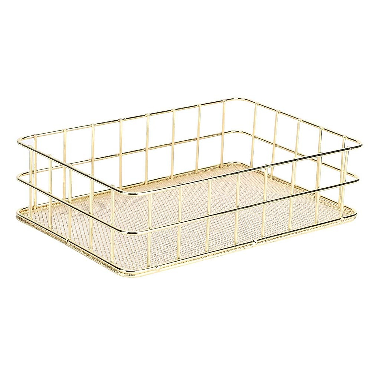 Wire Mesh Basket, Golden Iron Storage Basket Multifunctional Wire Mesh Desktop Storage Organizer for Home (Large Size)