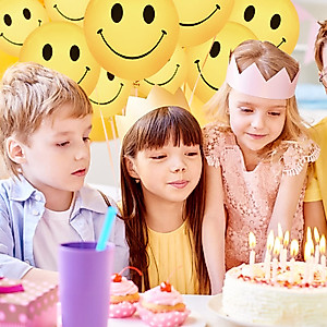 Smile Balloons 12 Inch Smile Face Balloons Birthday Party Balloons Bright Yellow Latex Balloons For Children's Birthday Party Cartoon Festive Decoration Supplies - 50 Pack