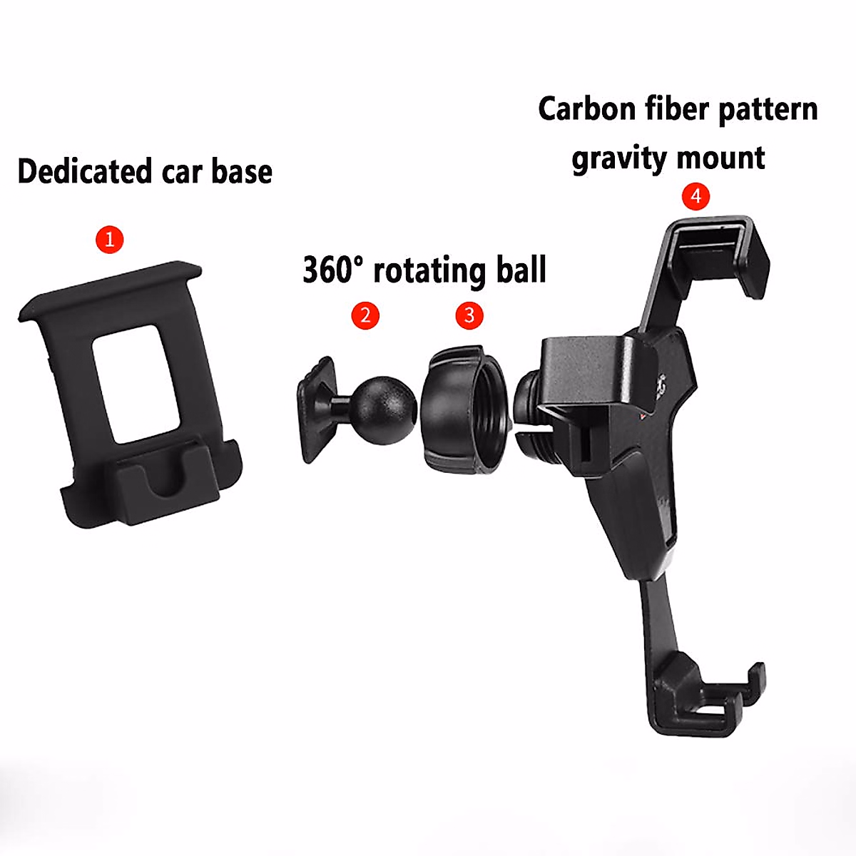 BEERTE Phone Holder fit for Toyota Highlander 2018 2019 Adjustable Air Vent Car Dashboard Cell Phone Mount,Carbon Fiber Pattern Phone Mount fit for Any inches Smartphone