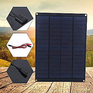 fuwinkr 12V Solar Panel, Portable Solar Battery Charger with Battery Clip Waterproof 10W Solar Board Phone Charge Flexible Monocrystalline Emergency Charging Power for Camping Fishing Hiking Outdoor
