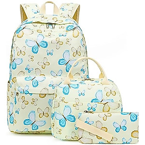 Bluboon School Backpack Set Girls Womens Laptop Bookbag Casual Daypack Fits 15 inch Laptop with Lunch Tote Bag and Pencil Bag（Purple-3 set