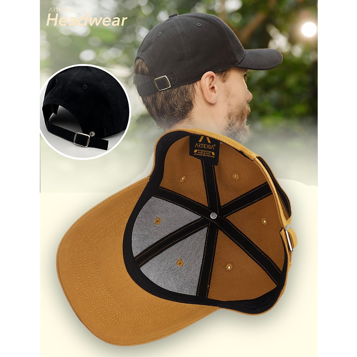 Artexia Baseball Cap 100% Cotton Hats for Men Hats for Women Cooling Performance Womens Baseball Caps Black Baseball (Black)