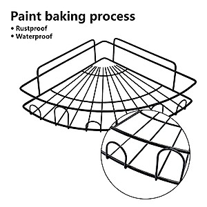 Corner Shower Caddy Basket Rack Stainless Steel with Hooks Wall Mounted Bathroom Shelf Storage Organizer Adhesive Rustproof No Drilling 3 Pack (Black)