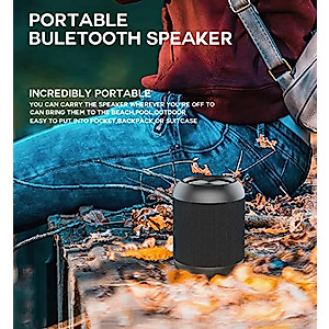 Nitvision Bluetooth Speakers, Waterproof Wireless Speaker,Upgraded, Portable Speaker with IPX5 Waterproof, Supports Wireless Charging, 24H Playtime-Black