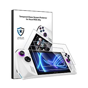 GEWOKLIY 2 Pack Screen Protector For ASUS ROG Ally handheld 7-Inch 2023, Transparent Ultra HD, Anti Glare Tempered Glass, Anti-Scratch, Anti-Fingerprint