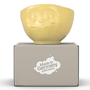 FIFTYEIGHT PRODUCTS TASSEN Porcelain Bowl, Tasty Face Edition, 16 oz. Yellow, (Single Bowl) for Serving Cereal, Soup