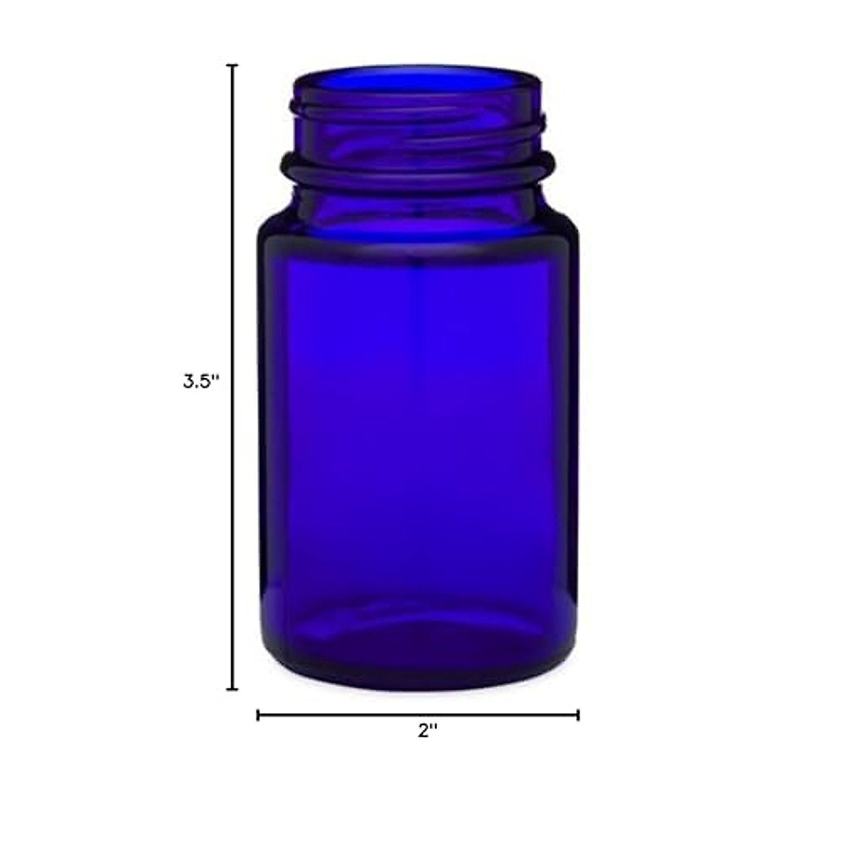 VALHALLA SPA LUXURY ORGANIC LIFESTYLE Glass Wide Mouth Packer Bottle Cobalt Blue 2.5oz (75ml) With Cap