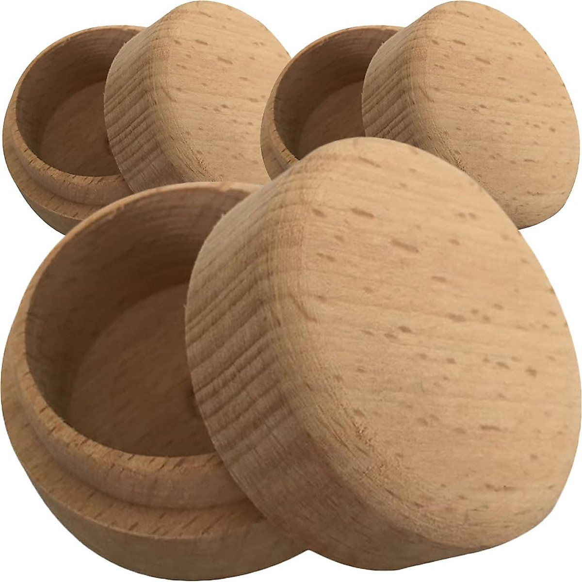Small Boxes 3pcs Round Wooden Ring Boxes with Lid Small Earring Display Box Wooden Keepsake Box for Jewelry Earrings Necklace Proposal Engagement Birthday Wedding Ring Box
