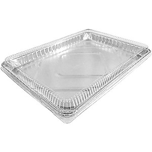 1/2 Size Sheet Cake Aluminum Foil Pan w/Clear Low Dome Lid (Pack of 10 Sets) 17.1 L x 12.3 W x 1.25 D