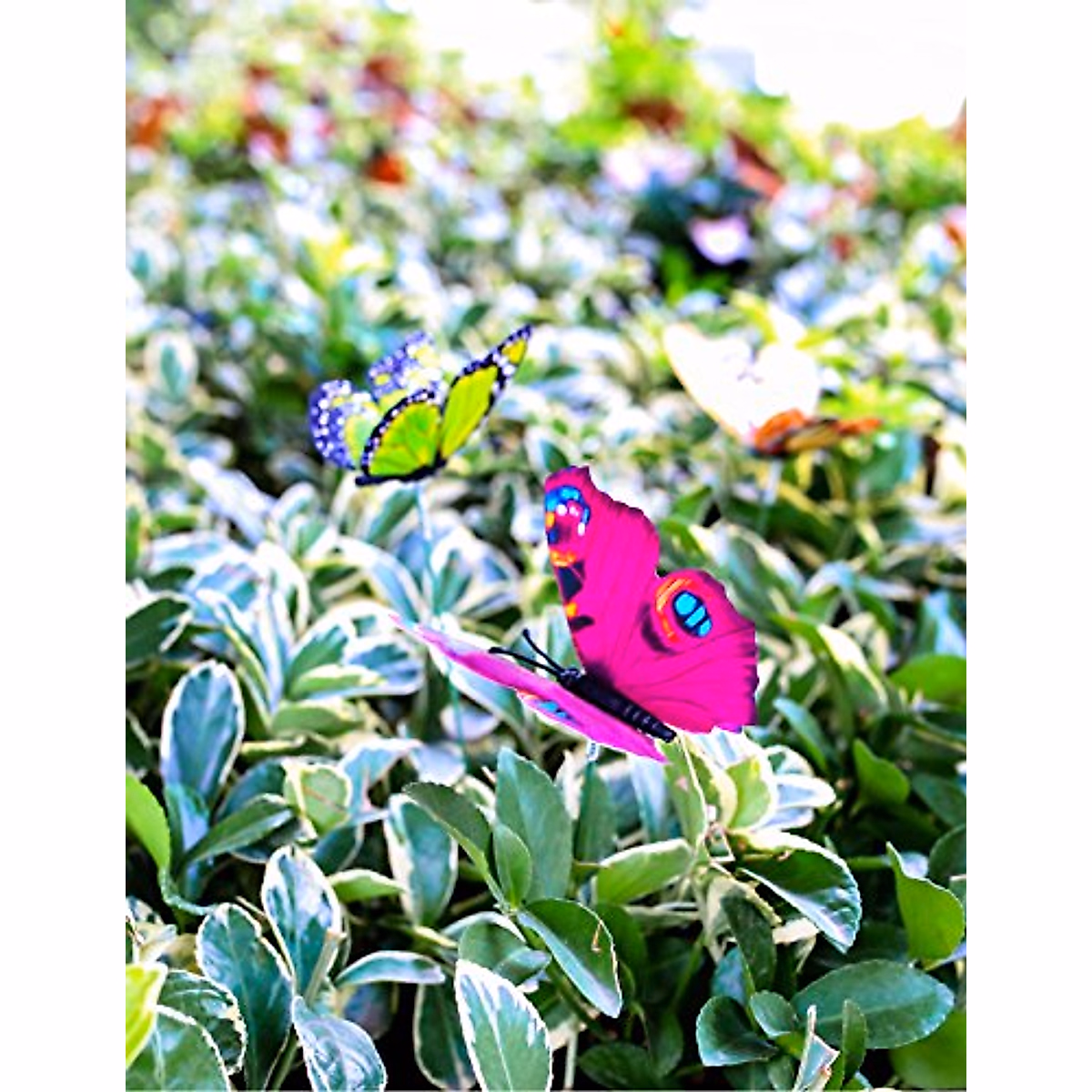 VGOODALL 50pcs Butterfly Garden Decorations, 11.5 inch Plastic Butterfly Stakes Ornaments Artificial Butterflies for Flower Bouquet Arrangements Crafts Outdoor Wall Patio Plant Christmas Yard Decor