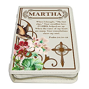 10x7 Inch Personalized Bible Cover – Create Your Own Design, Custom Bible Cover and Carrying Case with Handle – Leatherette Book Covers and Bible Case for Women - White (Design 6)