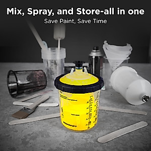 InoKraft Disposable Paint Sprayer Gun Cup, Paint System for HVLP and LVLP Paint Spray Paint Gun, Standard 22 Ounce (650ml) Kit with 45 Cups and Lids System, 1 Hard Cup with Retainer Ring and 20 Plugs