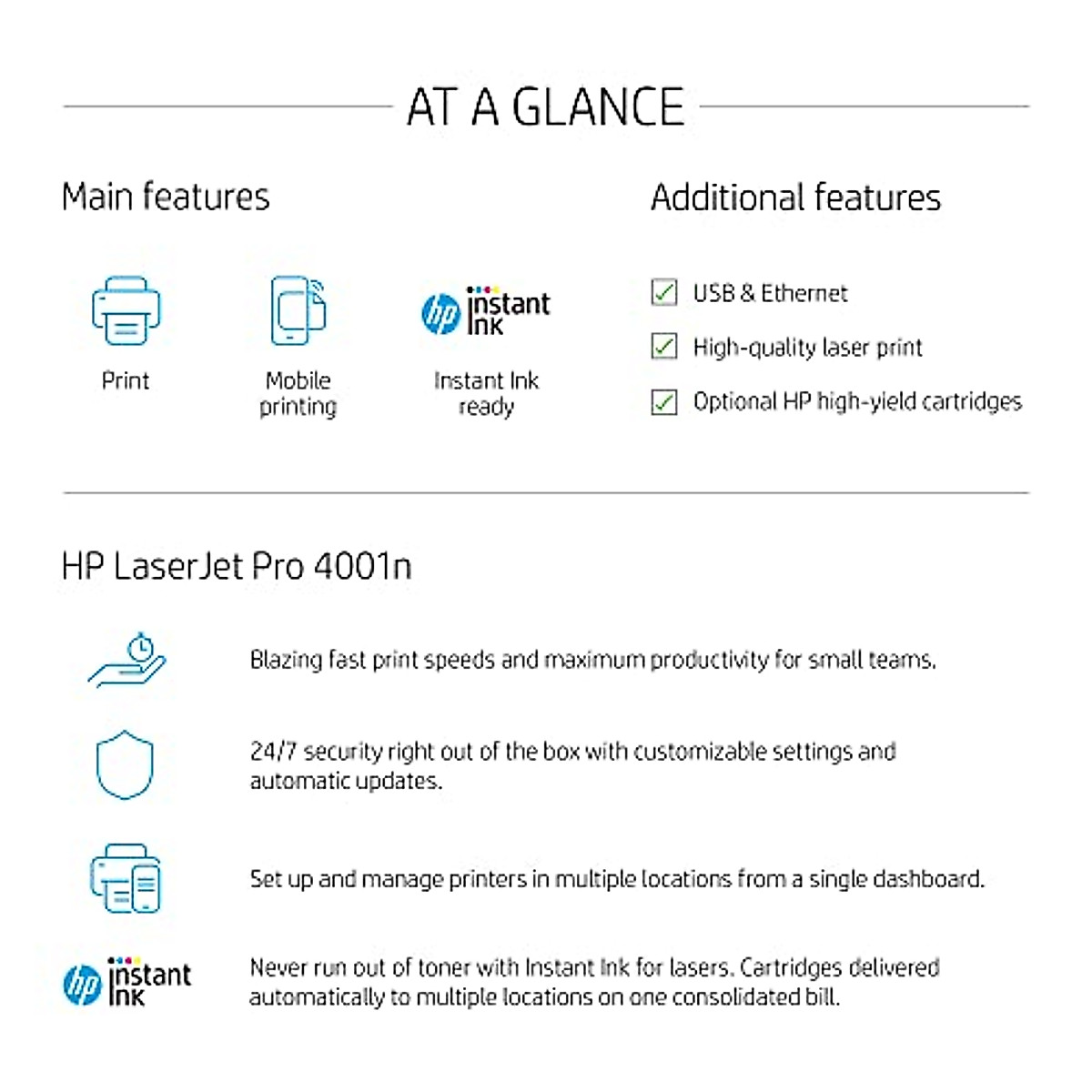 HP LaserJet Pro 4001n Black & White Printer