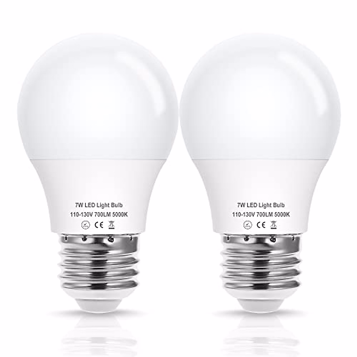 EvaStary 60W Equivalent Refrigerator Light Bulb, 7W 120V A15 Fridge Waterproof Appliance Fridge Light Bulbs, E26 Daylight White 5000K 700 Lumen for Home Bathroom Kitchen Lamp, Non-Dimmable, 2 Pack